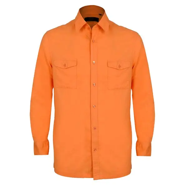 DAVID WEJ Hugo Linen Front Pocket Shirt - Orange