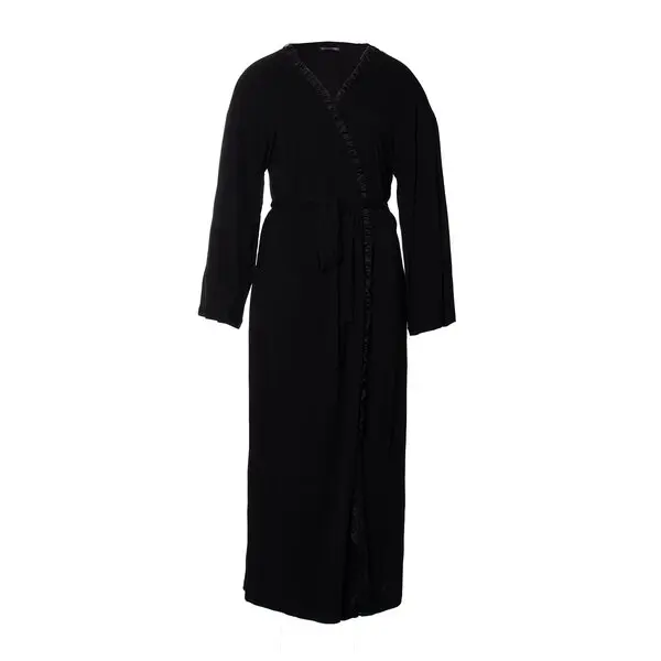 PRETTY YOU Bamboo Frill Kimono - Black