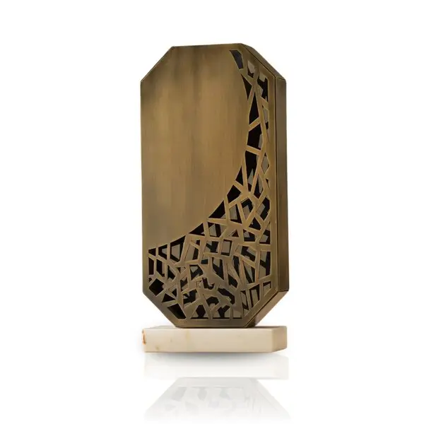 MARLETH Laser-cut Bronze Octagonal Vase - Gold