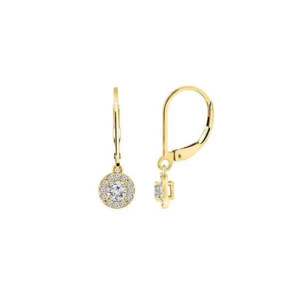 DIAMONBLISS Leverback Halo Earrings - Yellow