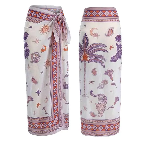 Loveist Store Morocco Statement Pareo Sarong Resortwear - Orange/purple