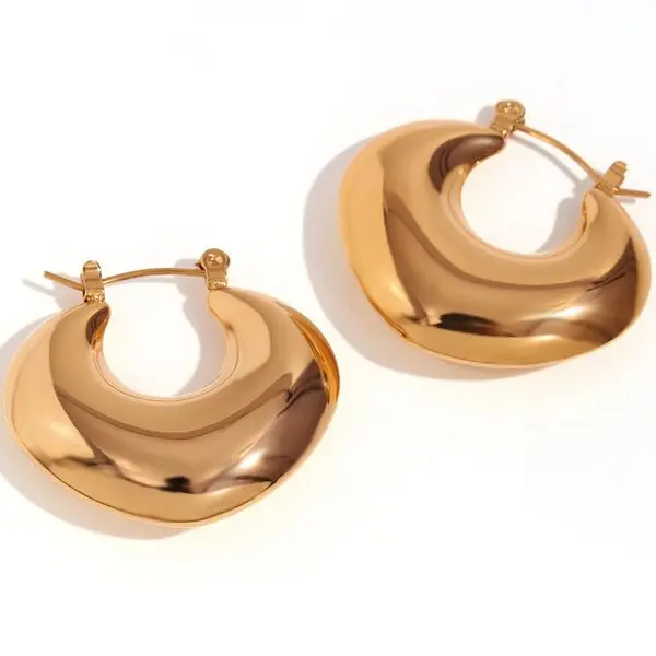 OLIVIA LE Puffy Heart Hoop Earrings - Gold