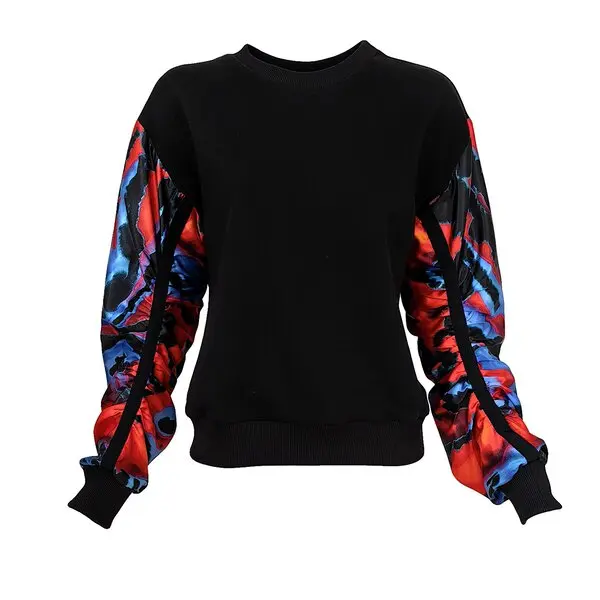 LALIPOP DESIGN Sweatshirt With Digital Print Satin Puff Sleeves