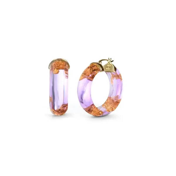 GOLD & HONEY 24k Gold Leaf Huggie Hoop Earrings - Gold/purple