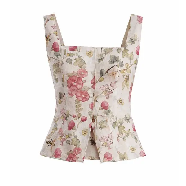 MAVLO Floral Linen Vest