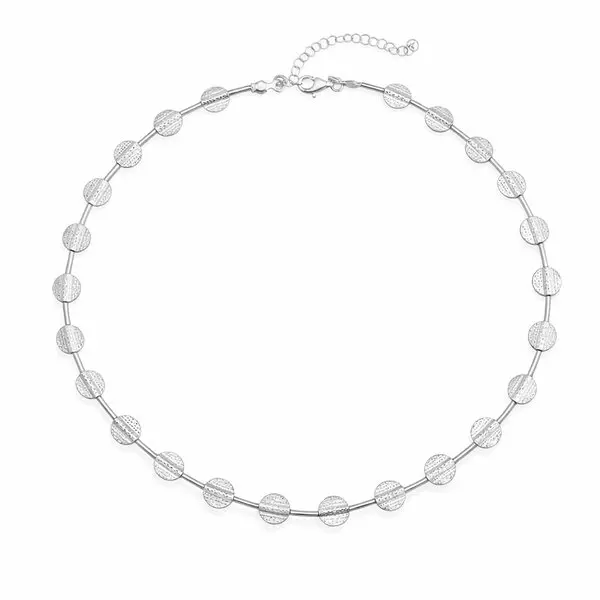 THE PHEIA Textured Disc Necklace - Silver