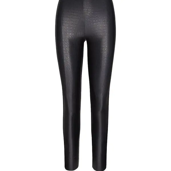 Commando Faux Leather Control Smoothing Animal Legging Slg50 - Black
