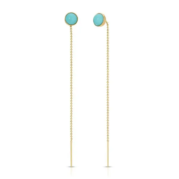 HEATHER HAWKINS Fine Speedway Six Millimeter Fourteen Karat Yellow Gold Threader Earrings - Blue