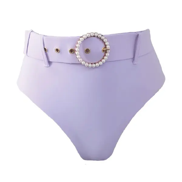 LULA-RU Perla Belted Bikini Bottom - Purple