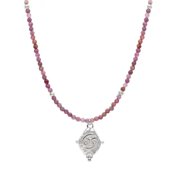 SEVEN SAINTS Cancer Gemstone Choker Necklace - Gold/pink