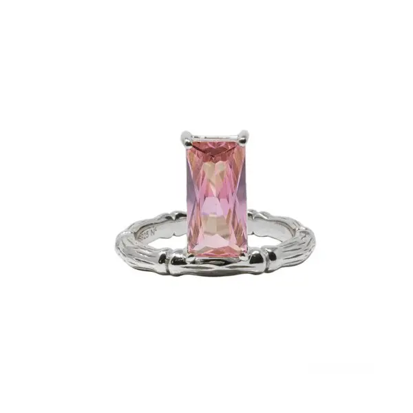 NASI SILVER Floating Baguette Gemstone Ring - Pink