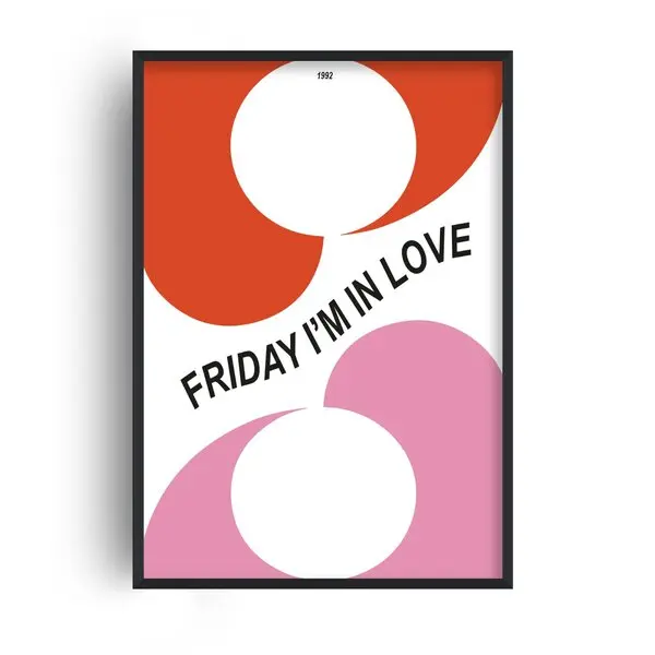 FANCLUB Pink / Black / Red Friday I'm In Love Music Inspired Giclée Art Print - Pink/black/red