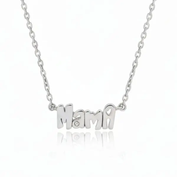 FRENVYRN Mama Sterling Necklace With White Sapphire - Silver
