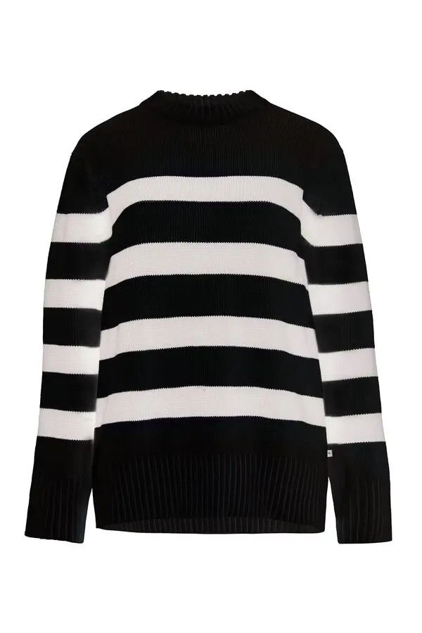 SALANIDA Marina Striped Merino Wool Jumper - Black