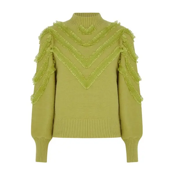 SOUR FIGS Chevron Ruffle-detail Knit Jumper