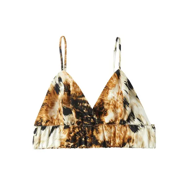 SOFT STROKES SILK Mulberry Silk Leopard Print Cropped Camisole