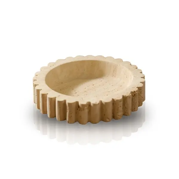MARLETH Hand-carved Natural Travertine Sculptural Tray - Brown