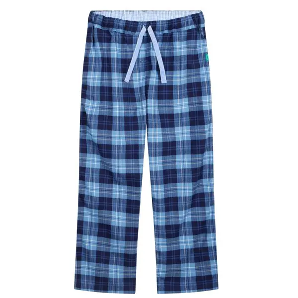 LOUNGERS Soft, Breathable Organic Brushed Cotton Loungewear Trousers In And White - Blue