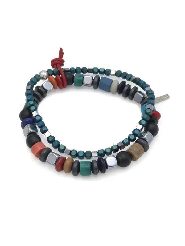 JAREDJAMIN Sloan Square Stretch Bracelet Set - Black/blue/silver