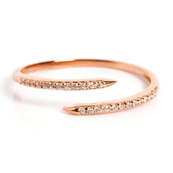 VICSTONENYC FINE JEWELRY Rolling Diamond Open Cuff Ring - Rose Gold