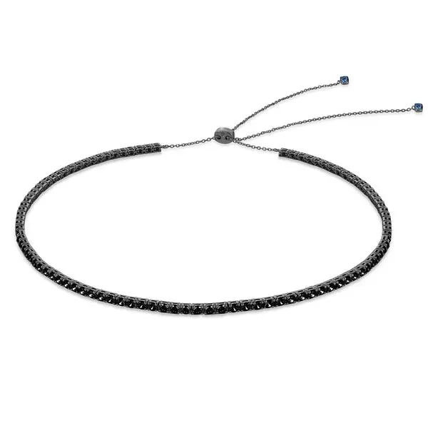 SALLY SKOUFIS Rebel Chain Necklace With Sapphire And Cz Diamonds - Black/blue