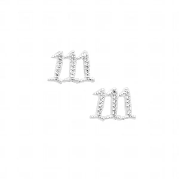 SEVEN SAINTS 111 Angel Number Stud Earrings - Silver