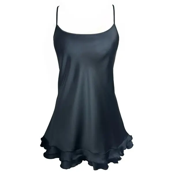 MONIQUE MORIN LINGERIE Moonstruck Satin Chemise - Black