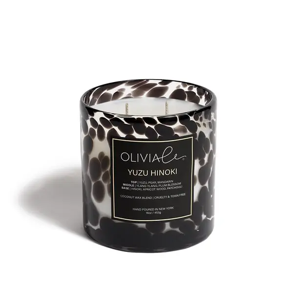 OLIVIA LE Yuzu Hinoki Leopard Candle - Black