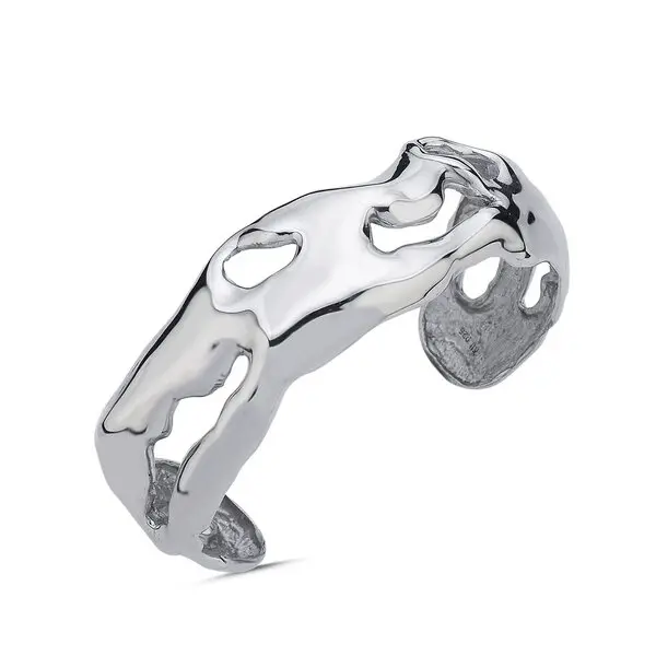 LINYA JEWELLERY 925 Sterling Aruna Thick Cuff Bracelet - Silver