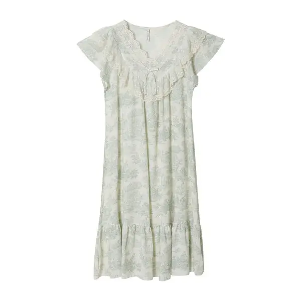 LUNALUZ Elise Rayon-cotton V-neck Sleeveless Nightdress - Green