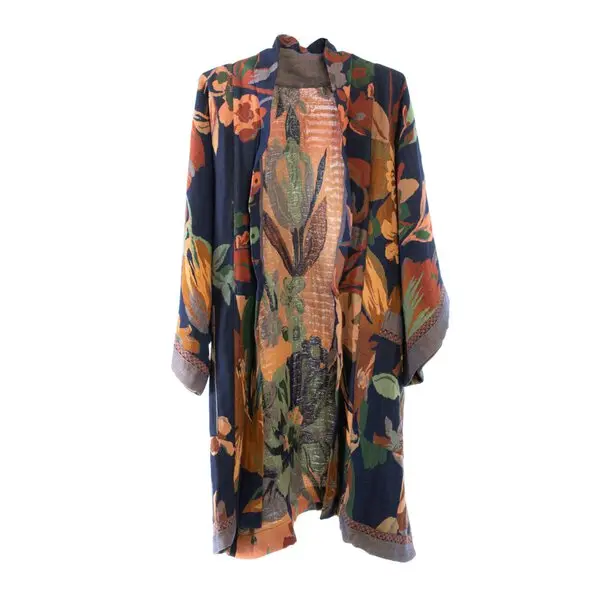 Saachi Floral Kimono Cotton Jacket - Blue