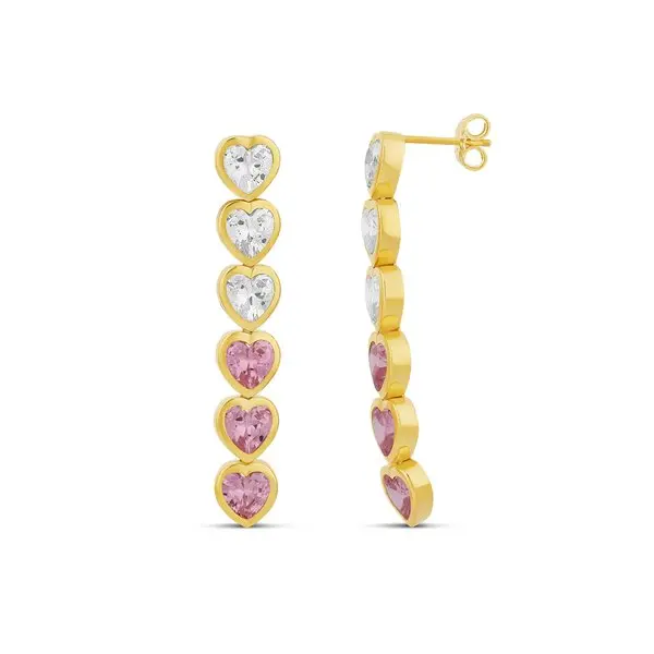 SHYMI Heart Drop Earrings - Gold/pink