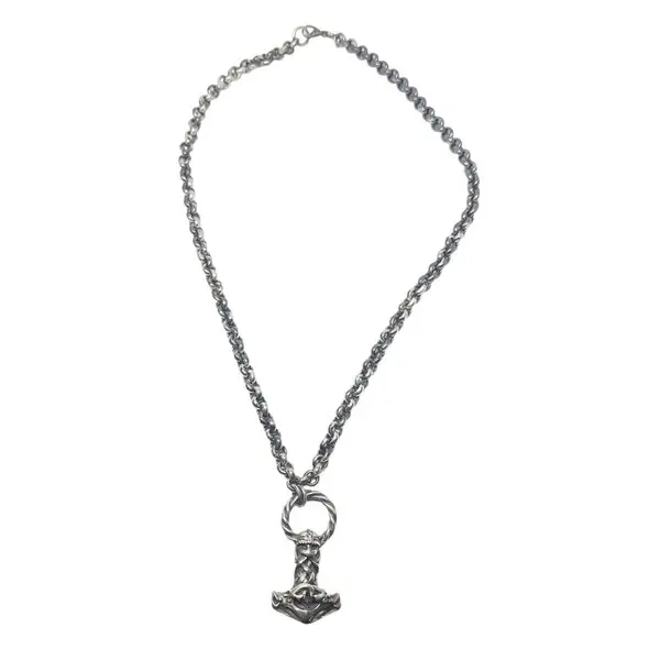 TG-JEWELLERY BY TAMARA GERVASIO Heavy Viking Hammer Sterling Silver Necklace - Black/silver