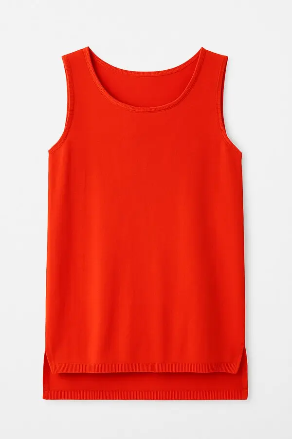 CONQUISTA Sleeveless Knit Top With Uneven Hemline