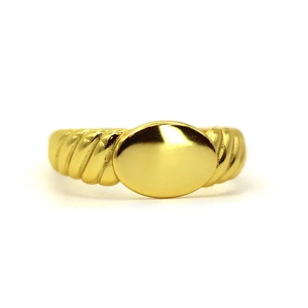 VICSTONENYC FINE JEWELRY Screw Band Signet Ring - Gold
