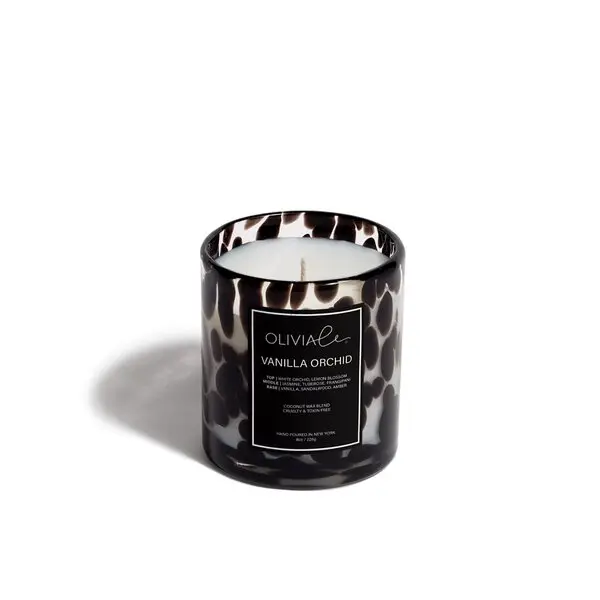 OLIVIA LE Vanilla Orchid Leopard Candle Small - Black