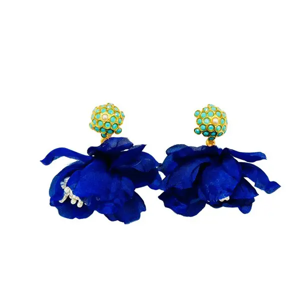 THE PINK REEF Floral Dangle Earrings - Blue