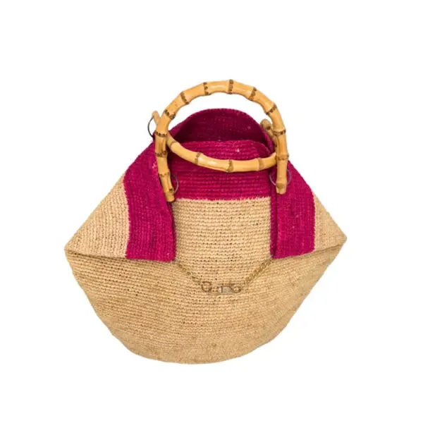 ZANATANY CONCEPTS Handwoven Chainette Raffia Bag - Pink