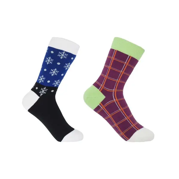 PEPER HAROW - MADE IN ENGLAND Snowflake & Grid Socks Bundle - Blue
