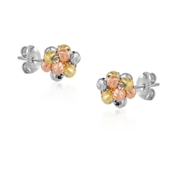 SPERO LONDON Rose Gold / Gold / Silver Sterling Silver Dorissa Beaded Stud Earrings - Rose Gold/gold/silver