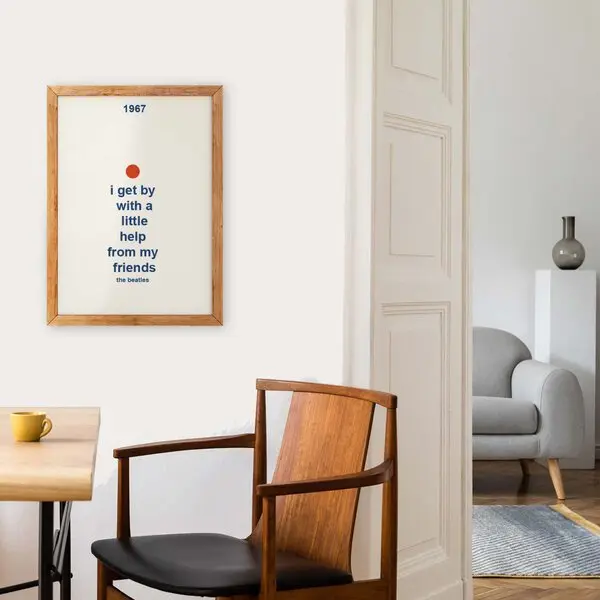 FANCLUB Blue / Red With A Little Help From My Friends Beatles Abstract Giclée Art Print A2 - Blue/red