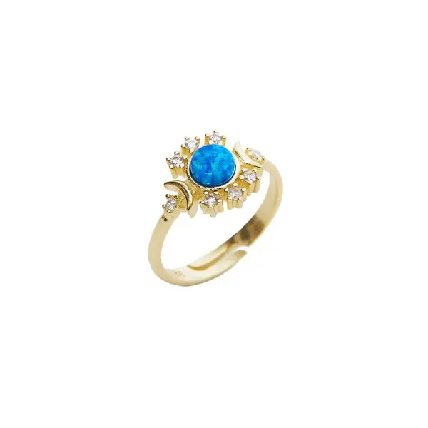 SPERO LONDON Blue Opal Sun Ring In Sterling Silver - Gold