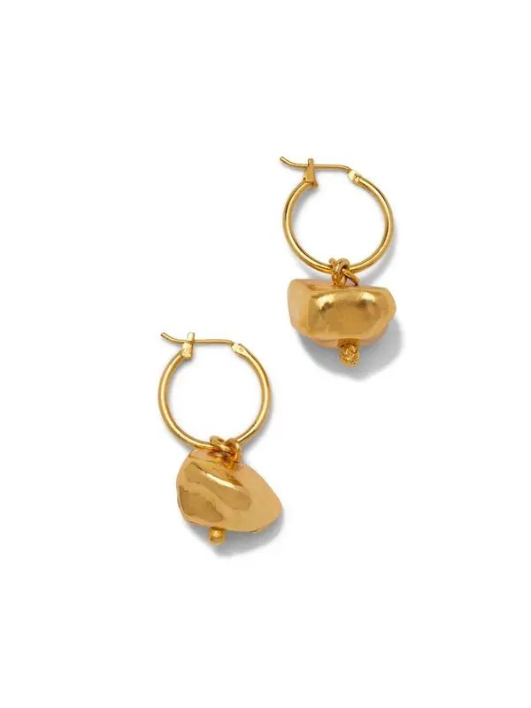 JAREDJAMIN Nugget Charm Hoop Earrings - Gold