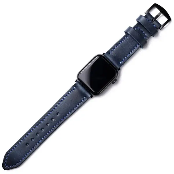 ROARCRAFT Leather Watch Strap With Stainless Steel Buckle - Blue