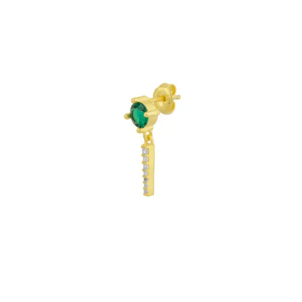SPERO LONDON Sterling Silver Gemstone Spike Charm Earring - Green