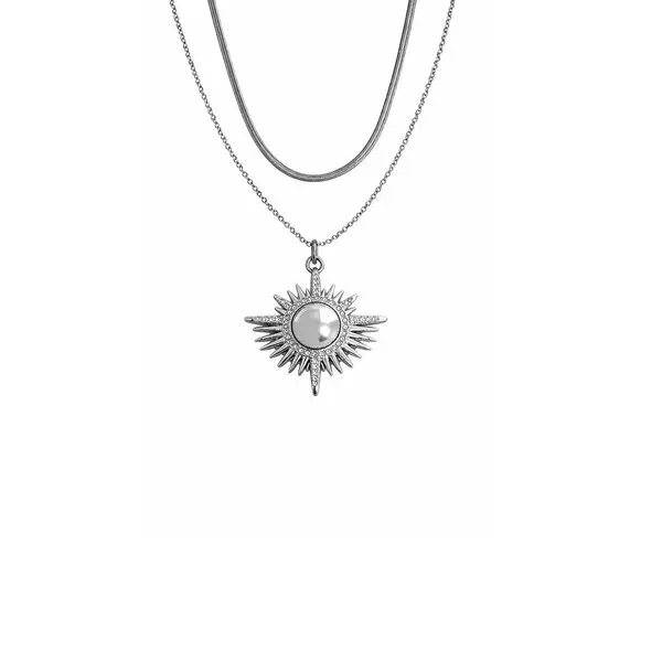 MAISON DE GALA Celestial Sunburst Pendant Necklace - Silver