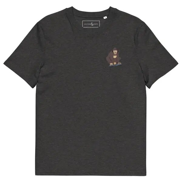 ANCHOR & CREW Heather D J Monkey Organic Cotton Embroidered T-shirt - Black