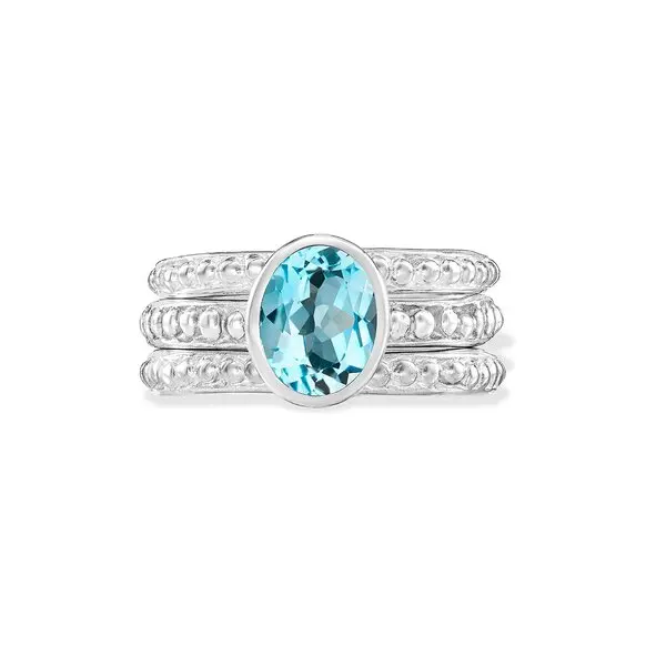 DOWER & HALL Sterling Silver Stacking Rings Set - Silver/blue