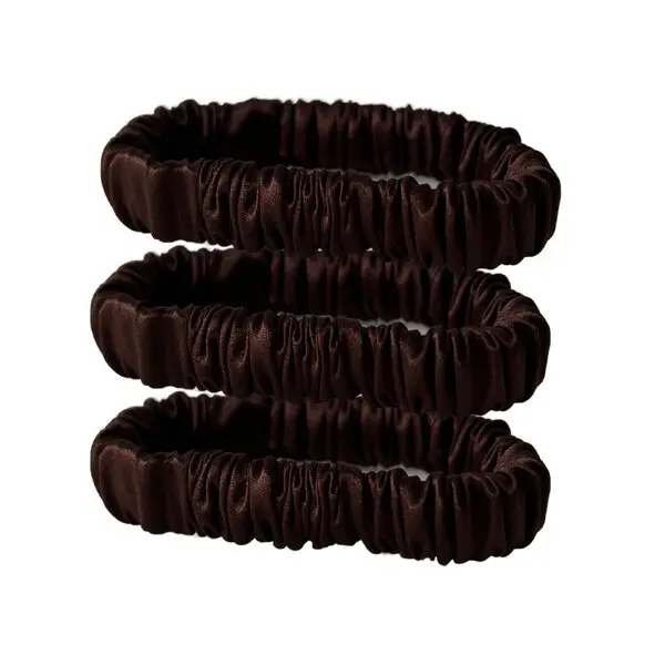 SYLKI Silk Hair Ties Three-pack - Brown