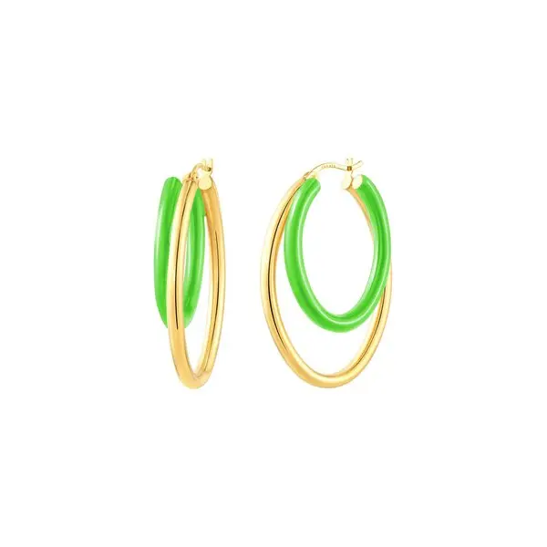 GOLD & HONEY Double Oval Hoop Earrings - Gold/green